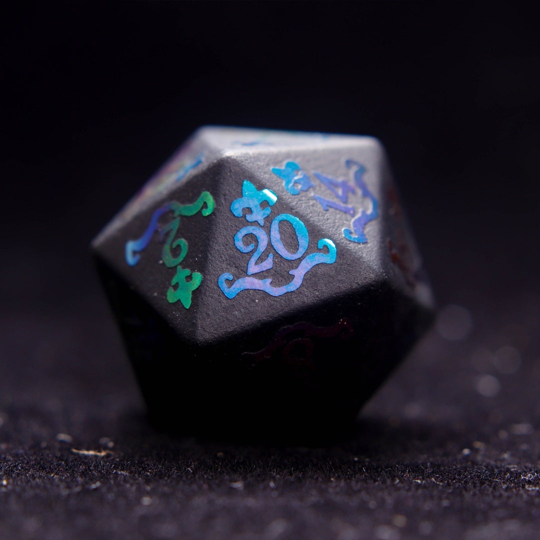 Black Obsidian DND Dice Set for Birthday Gift, Black Matt Sharp Edge D ...