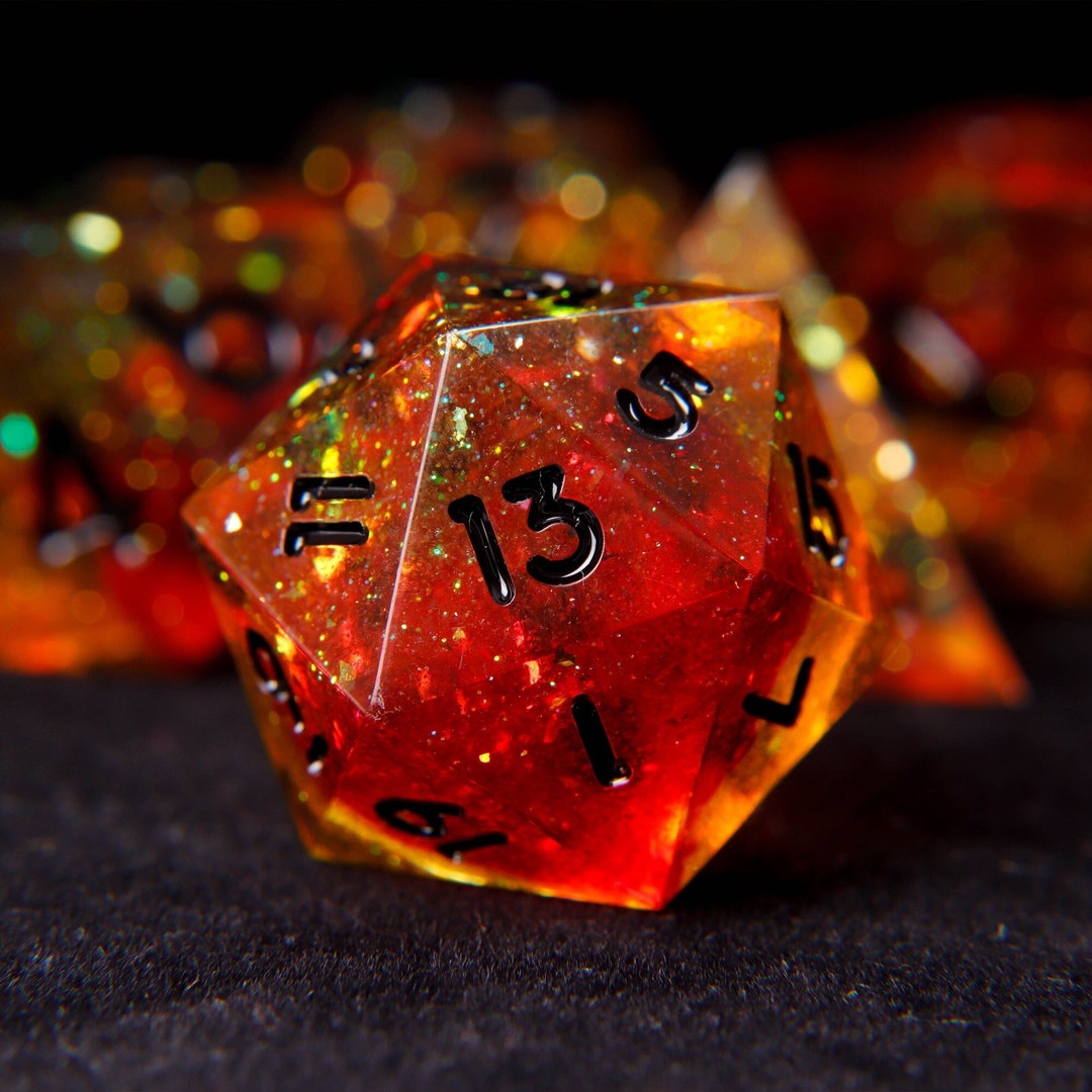 Orange DND Dice Set, Orange Red Sharp Edge D&D Dice Full Set, Dungeons ...