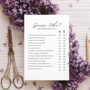 Guess Who? Bride Vs Groom Bridal Shower Game - Fun Wedding Trivia| Hen ...