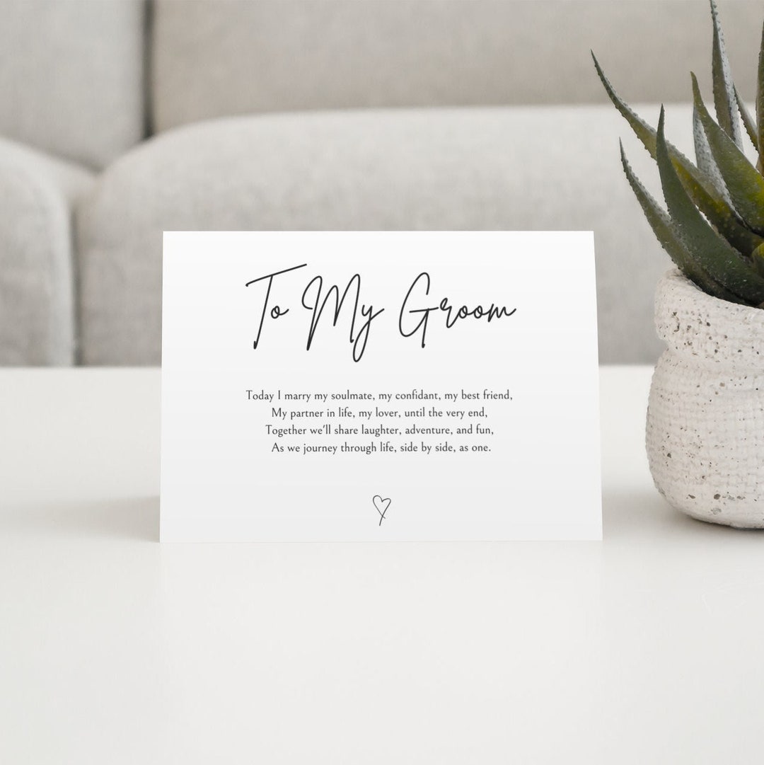 To My Groom on Our Wedding Day Card. to My Husband on Our Wedding Day ...