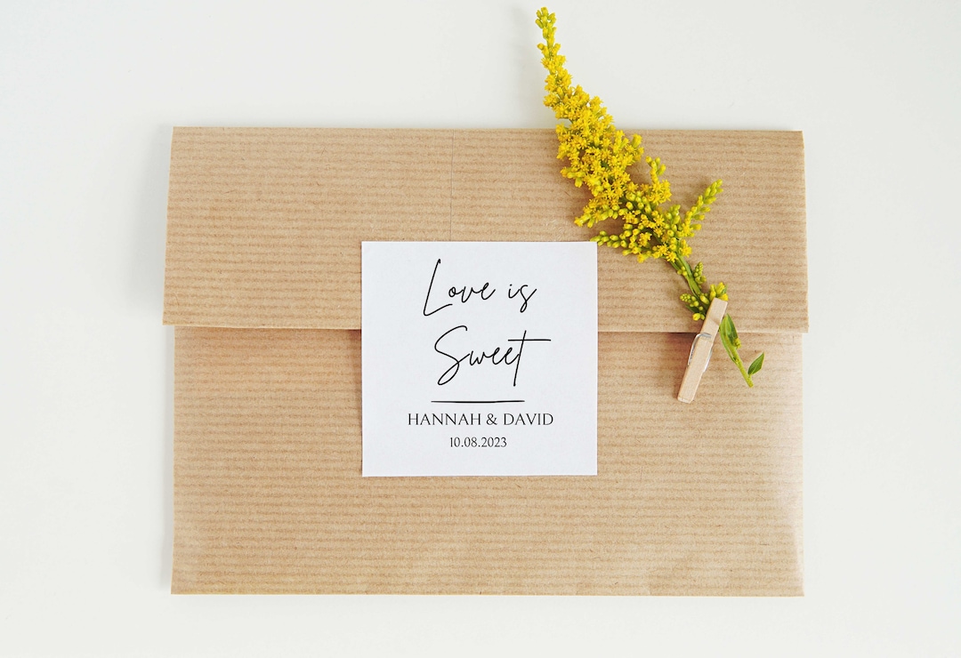 Love is Sweet Wedding Sticker for Wedding Favours, Bridal Shower ...