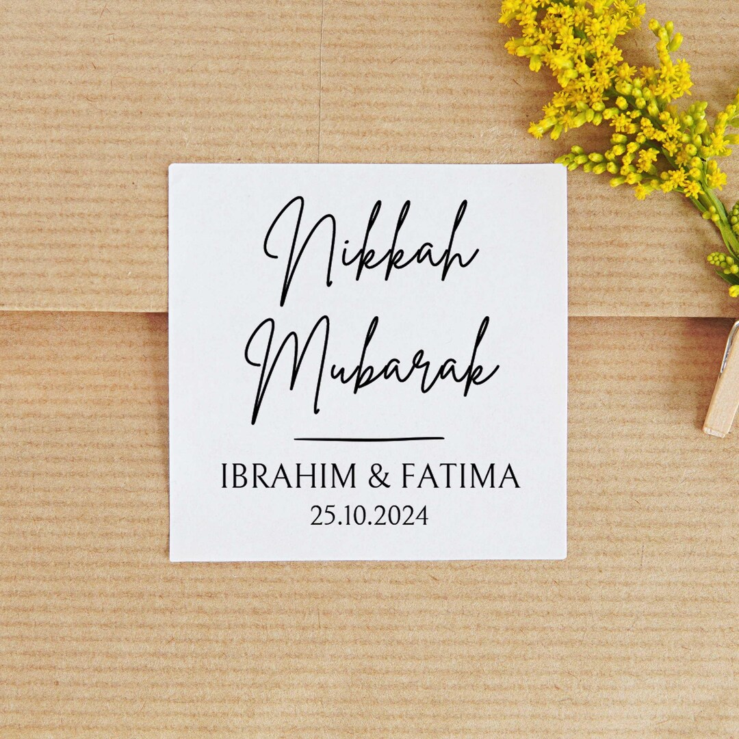 Nikkah Mubarak Wedding Sticker, Personalised Wedding Sticker, Custom ...