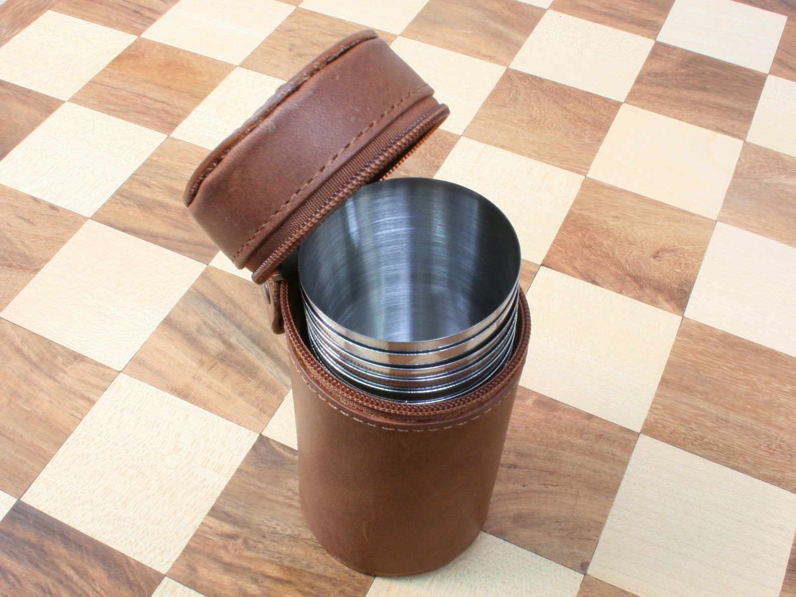 1-10 Numbered Steel Stirrup Cups in Brown Leather Zip Case With Free ...