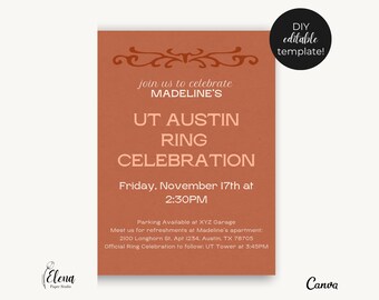 Burnt Orange Graduation Announcement - UT Austin Graduation Invitation ...