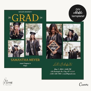 Green and Gold Baylor Graduation Announcement - Baylor University Grad ...