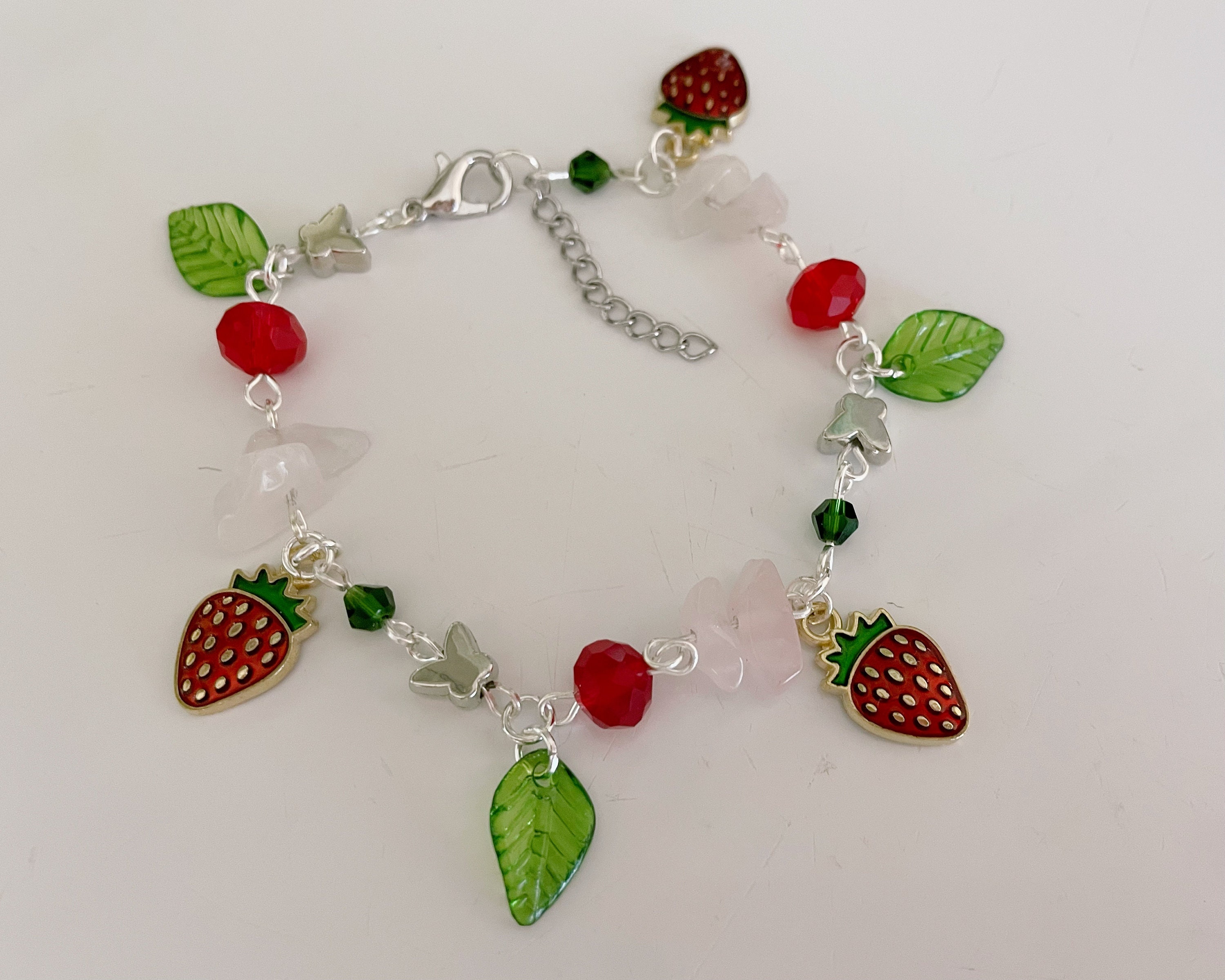 Handmade Cottagecore Strawberry Charm Bracelet Fairycore Jewelry - Etsy