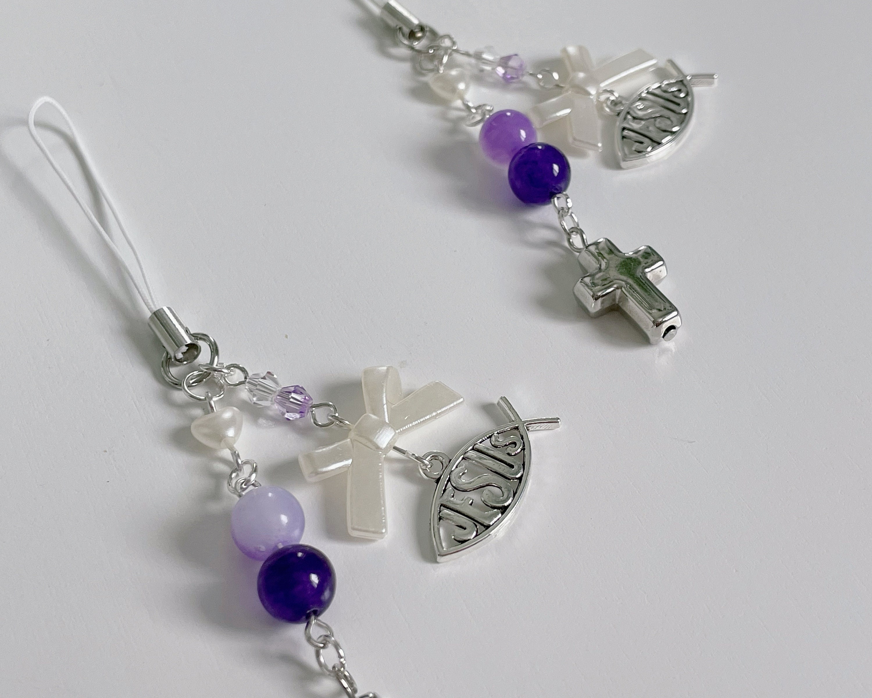 Handmade Purple Jesus Cross Angel Phone Charm Cutecore Angelcore Phone ...