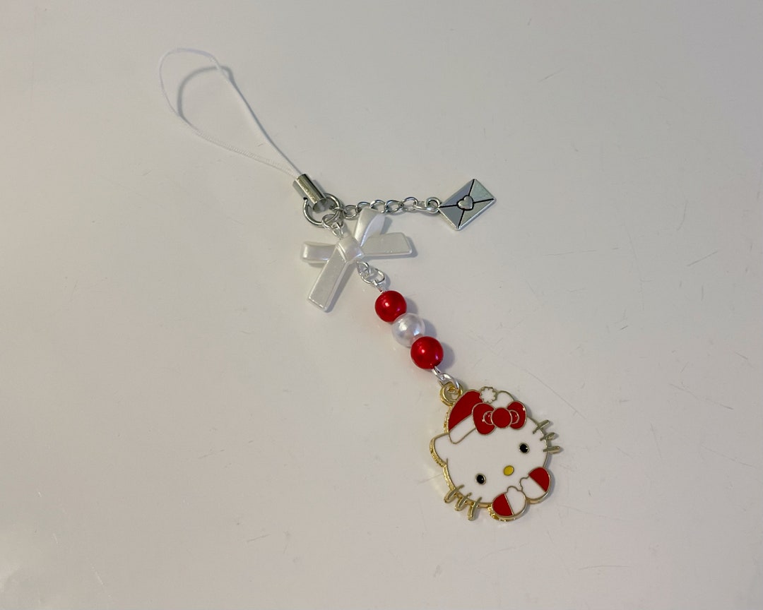 Handmade Christmas Hello Kitty Phone Charm Sanrio Keychain - Etsy