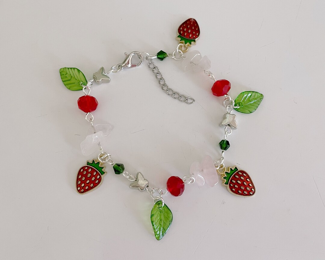 Handmade Cottagecore Strawberry Charm Bracelet Fairycore Jewelry - Etsy