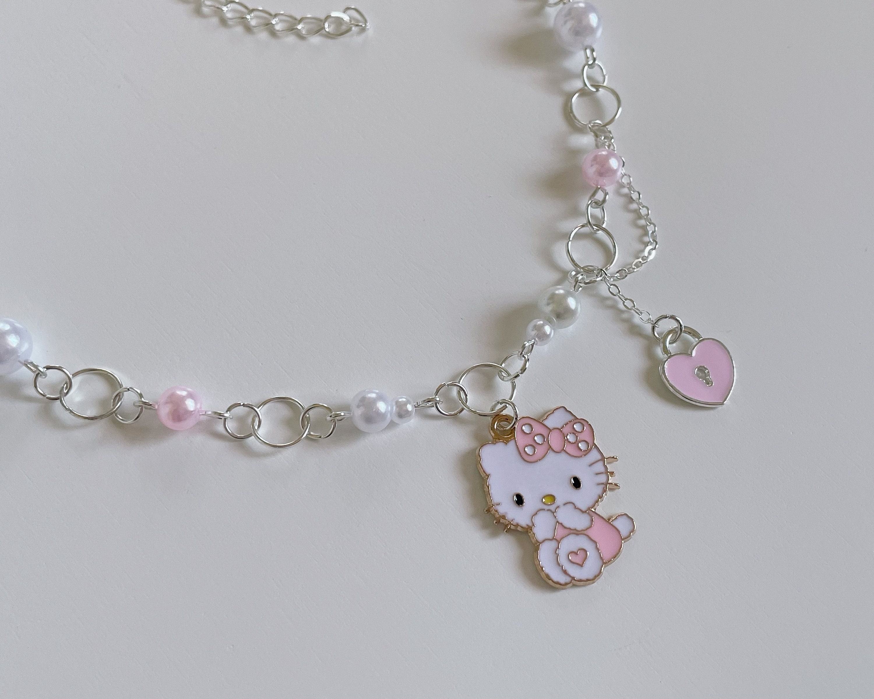 Handmade Pastel Pink Hello Kitty Choker Necklace Pink, White Sanrio ...