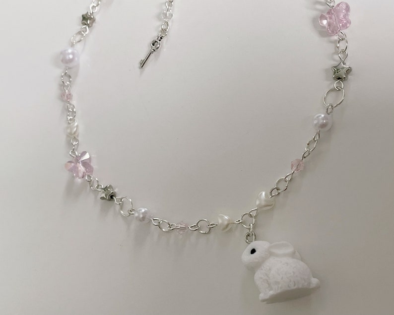 Handmade Pastel Pink Dollette Winter Rabbit Choker Necklace Cutecore ...