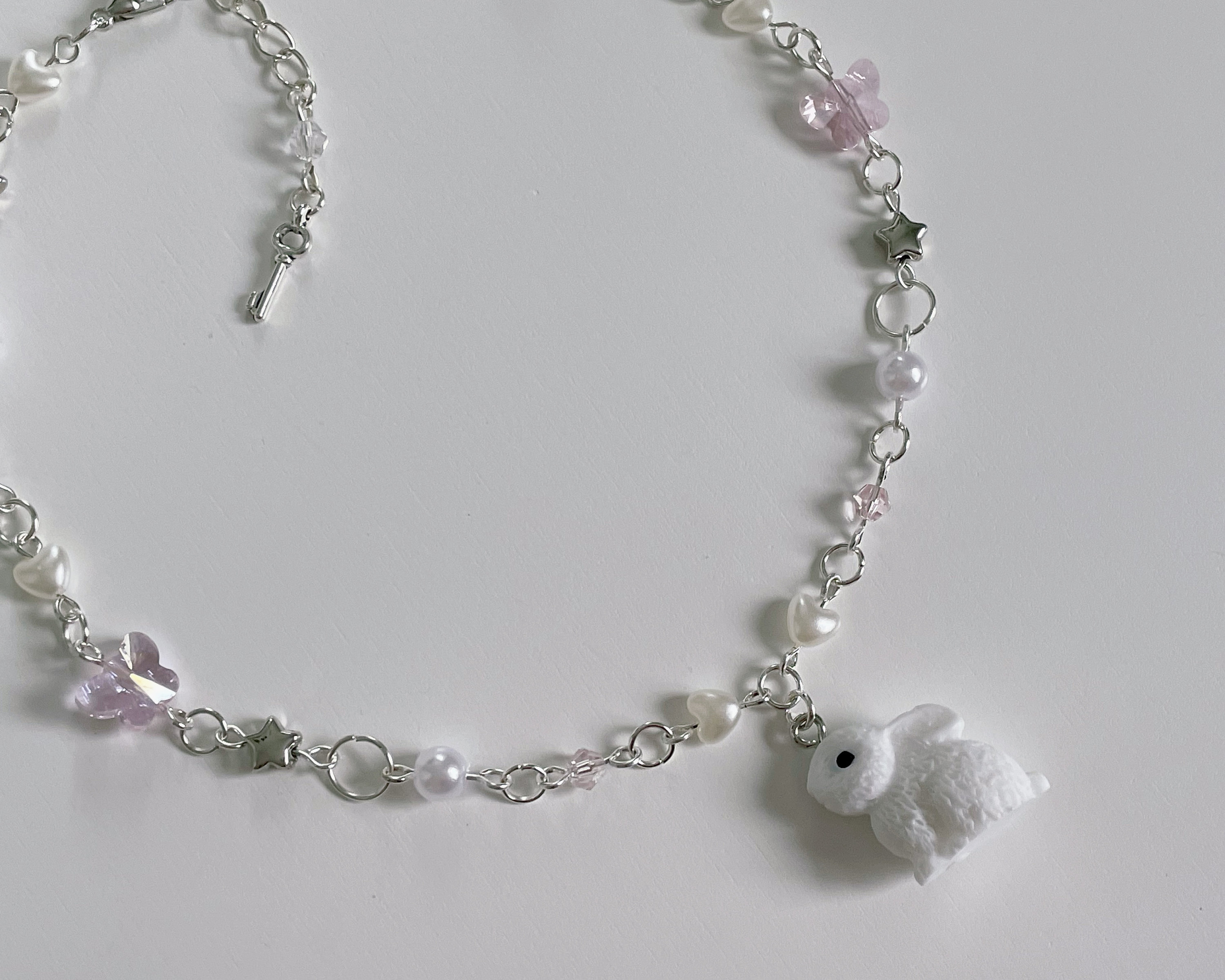 Handmade Pastel Pink Dollette Winter Rabbit Choker Necklace Cutecore ...