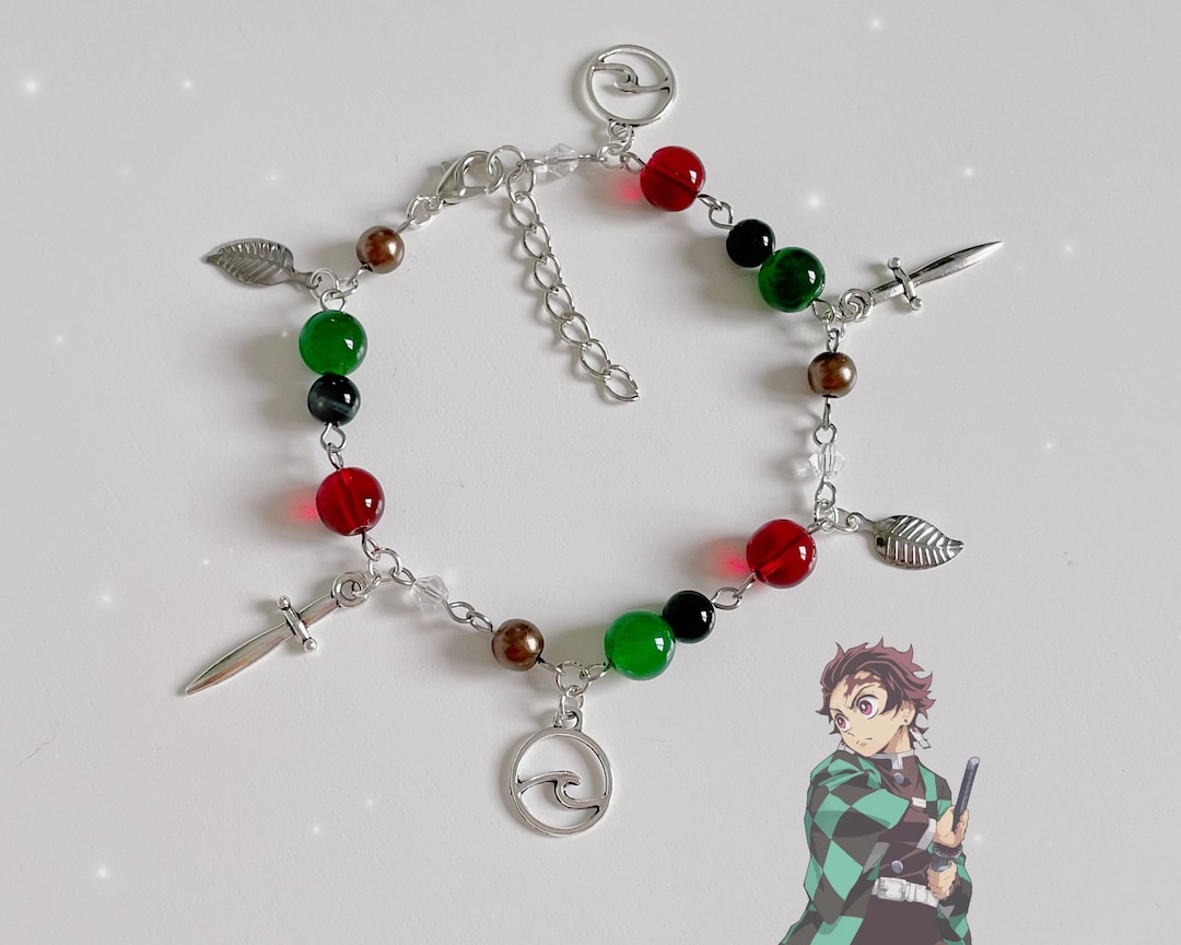 Handmade Tanjiro Kamado Inspired Charm Bracelet - Anime Demon Slayer ...