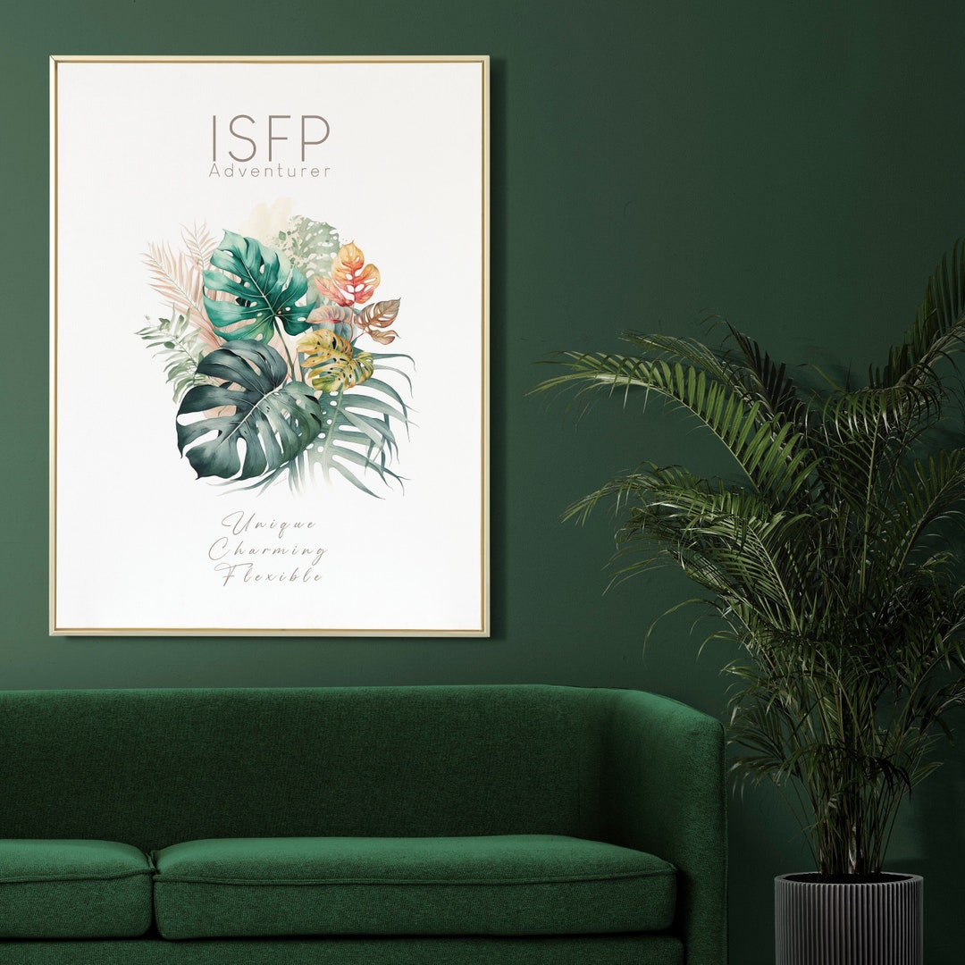 ISFP Mbti Self Personality Type Bohemian Poster, Watercolor Monstera ...