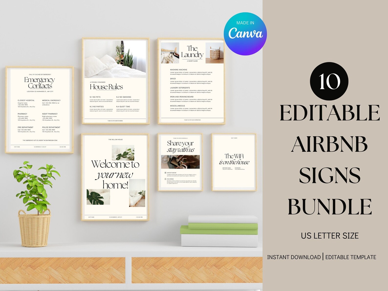 Editable Airbnb Signs Template Bundle, Airbnb Template, Airbnb Signs ...