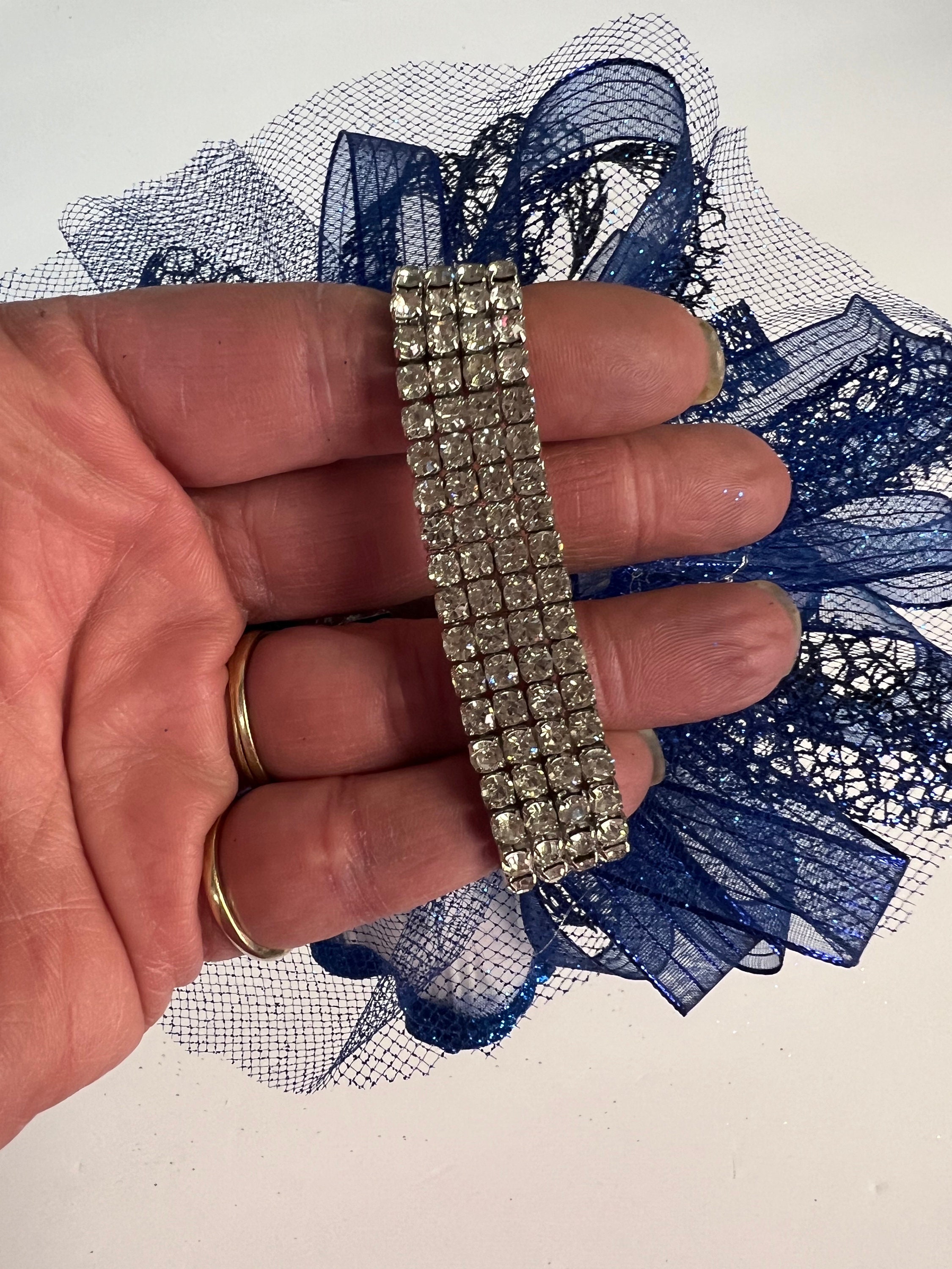 Royal Blue and Silver Rhinestone Wrist Corsage Artificial Rose Corsage ...