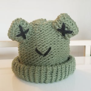 Knitted Frog Hat Dark Green - Etsy
