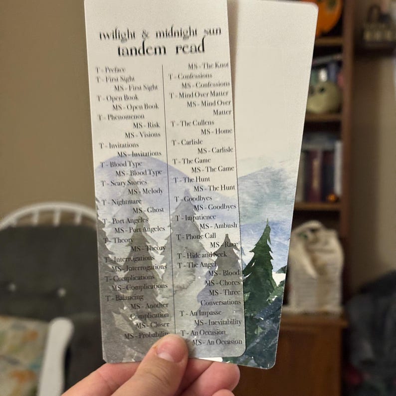Twilight/midnight Sun Tandem Read Bookmark–twilight Fan Merch Blue Tint ...