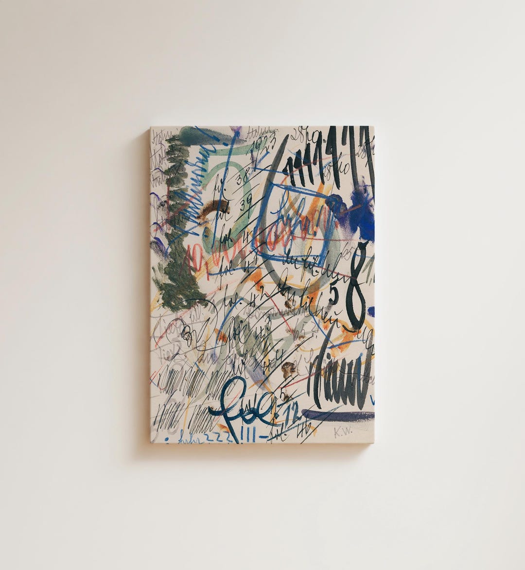 Vintage Abstract Scribbled Words Printed Art Print | Colorful Abstract ...