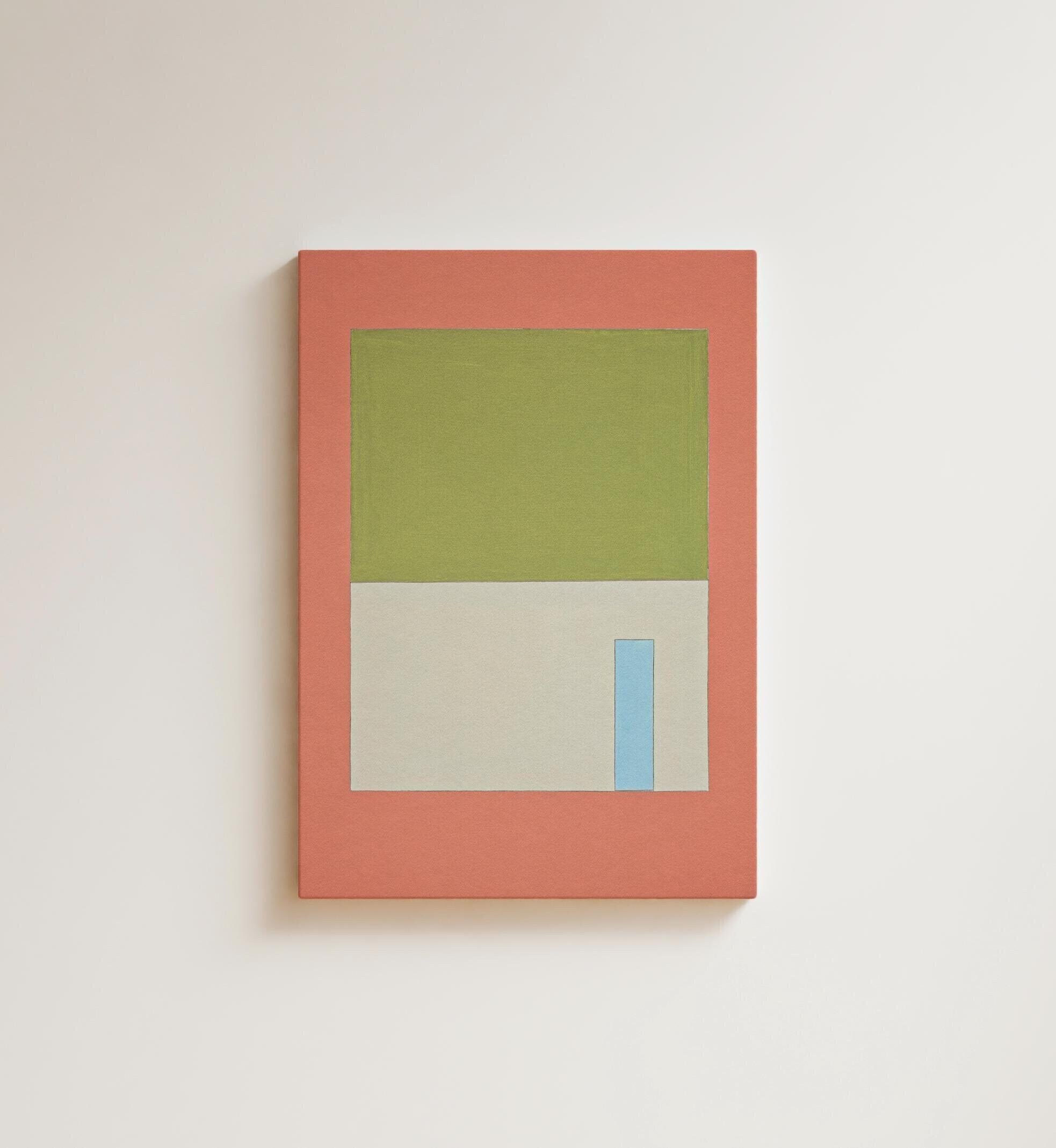 Vintage Abstract Colorblock Art Print | Colorful Art | Pink and Green ...