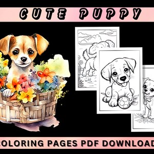 Dog Coloring Pages Cute Puppy Coloring Pages Kids Coloring - Etsy