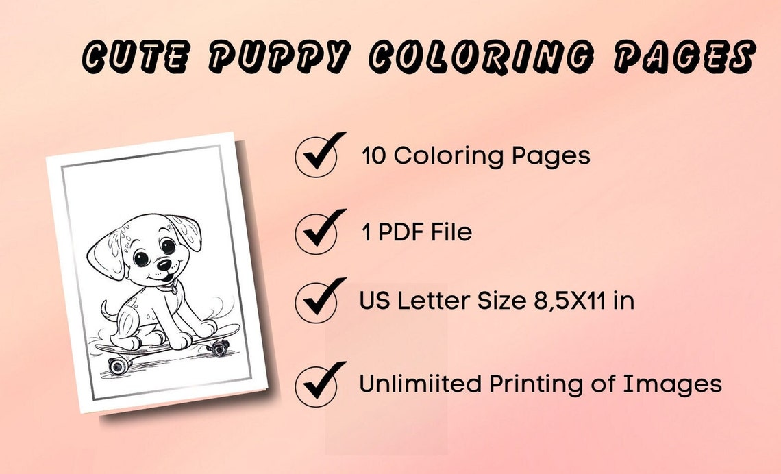 Dog Coloring Pages Cute Puppy Coloring Pages Kids Coloring - Etsy