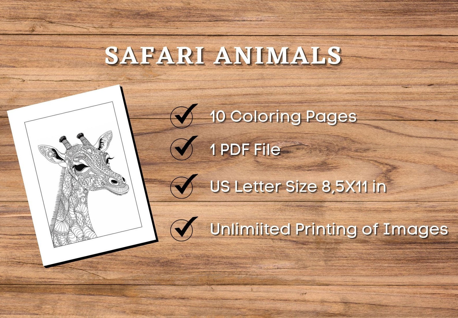 Safari Animals Mandala Coloring Pages | Adult Coloring Book (digital ...