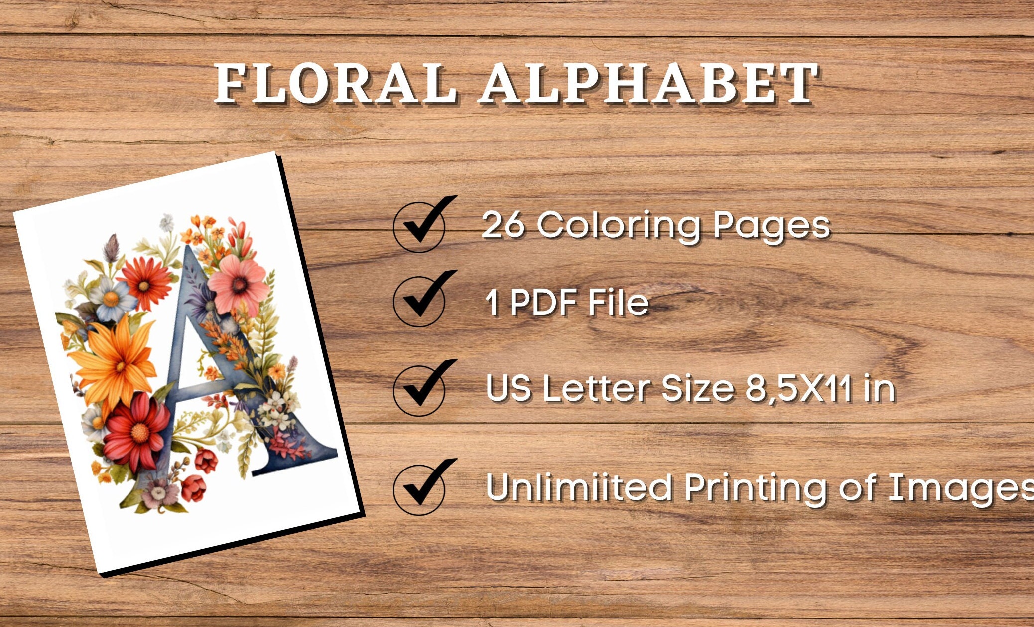 Floral Alphabet Coloring Pages for Adults - Printable & Digital ...