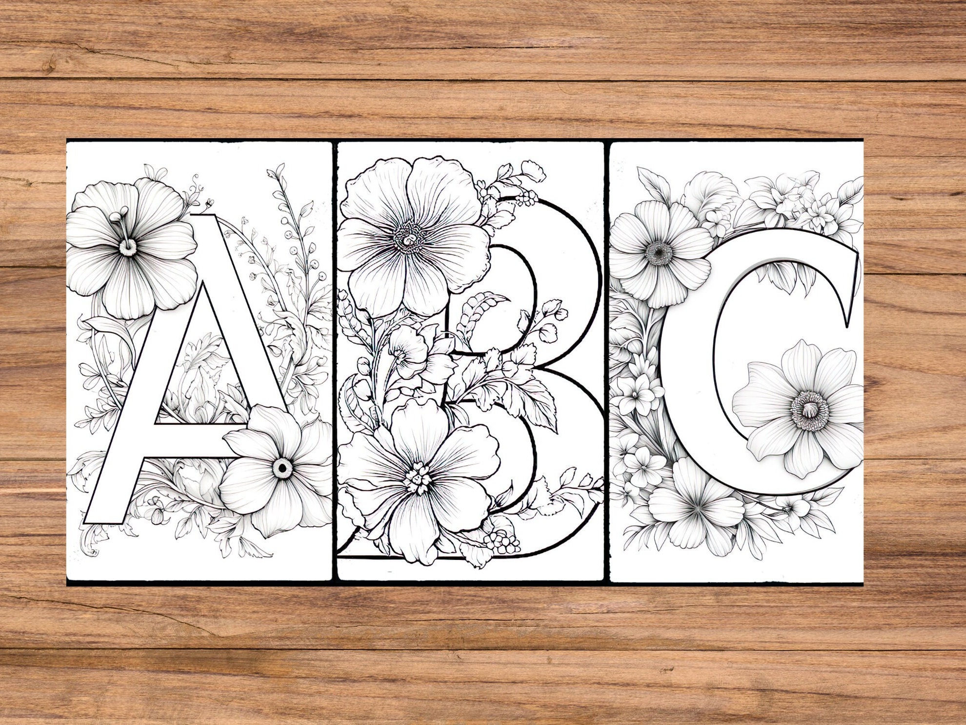Floral Alphabet Coloring Pages for Adults - Printable & Digital ...