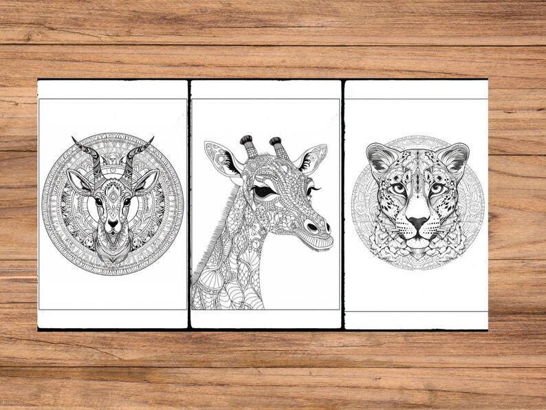 Safari Animals Coloring Pages | Animal Mandala Adult Coloring Pages ...