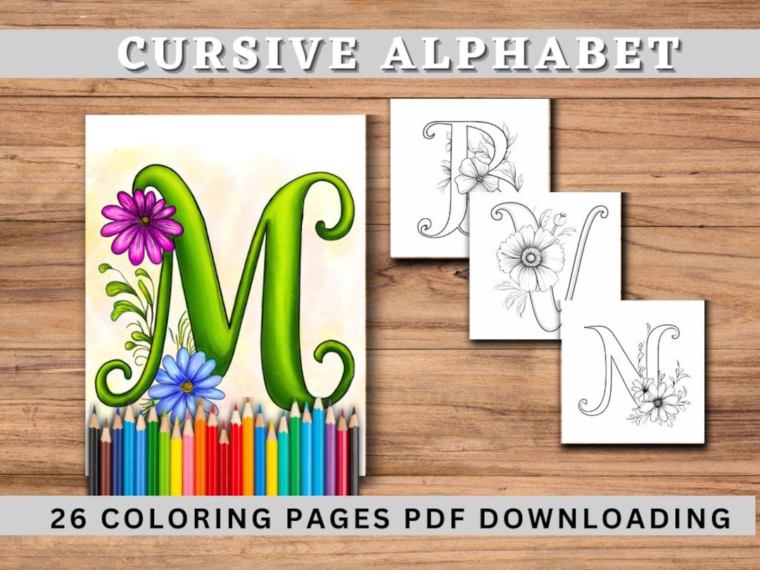 Flower Alphabet Coloring Pages for Adults | Printable &digital Download ...