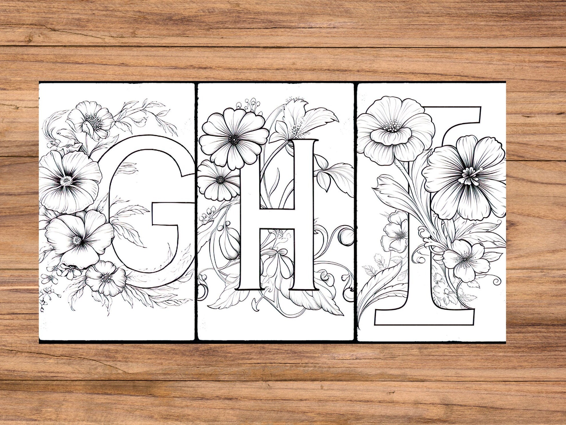 Floral Alphabet Coloring Pages for Adults - Printable & Digital ...