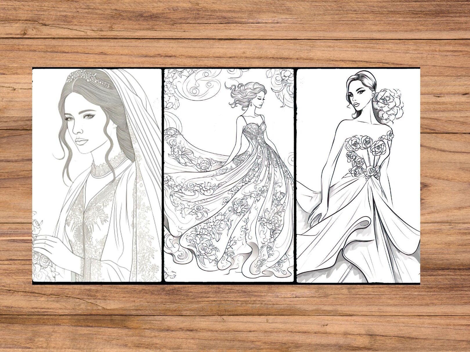 Beautiful Women With Flowers Coloring for Adult and Kids Wedding ...