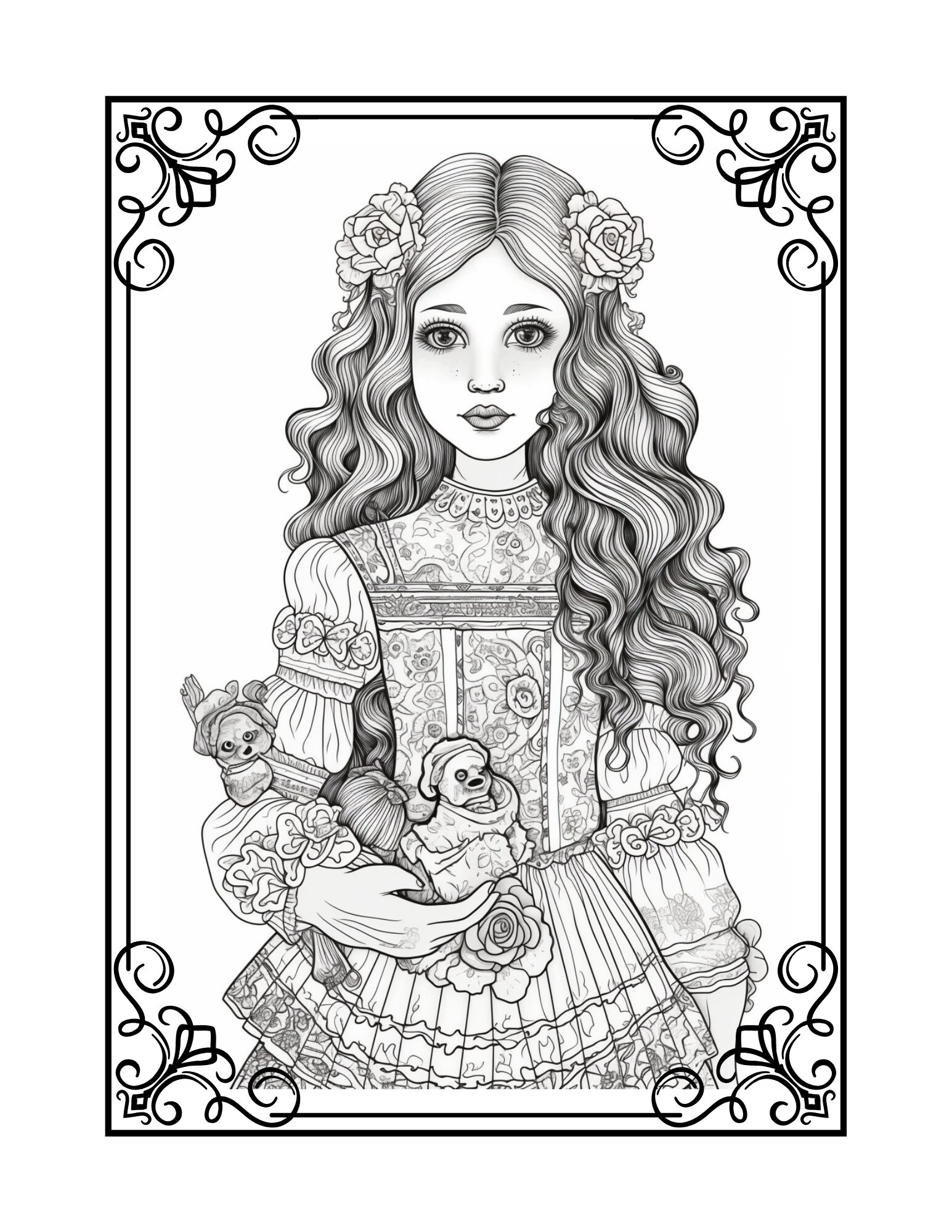 Dolls Coloring Pages Vintage Antique 8.5x11 Printable - Etsy