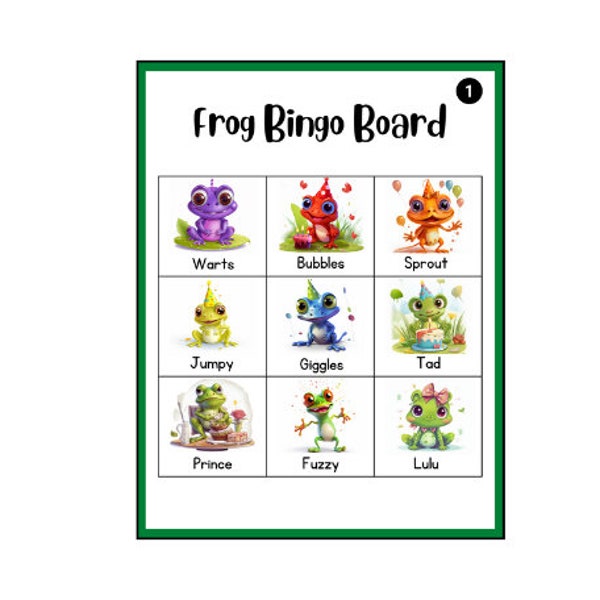 Frog Bingo - Etsy