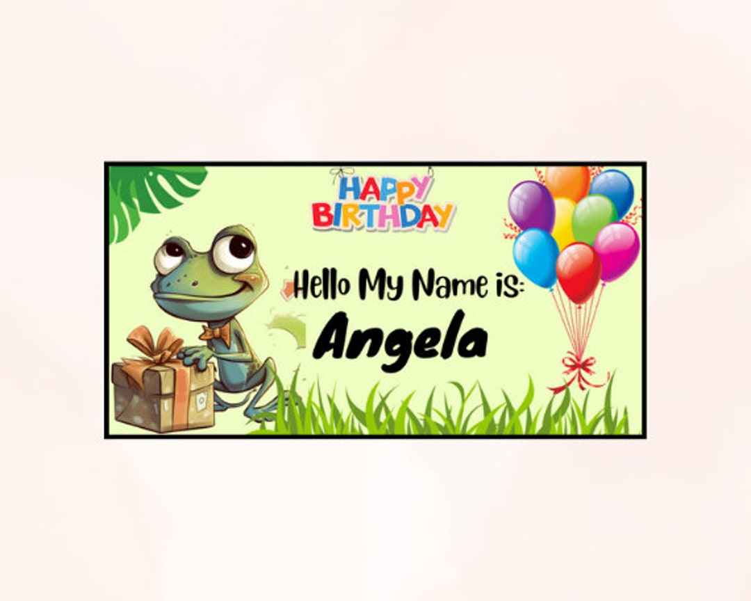 Party Name Tags Kid's Frogs Editable Canva Template - Etsy