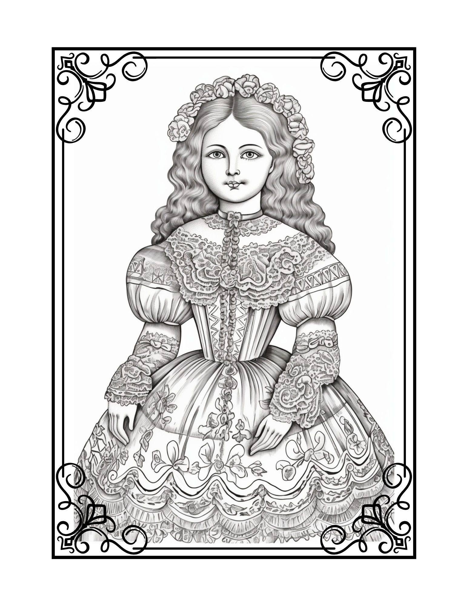 Dolls Coloring Pages Vintage Antique 8.5x11 Printable - Etsy