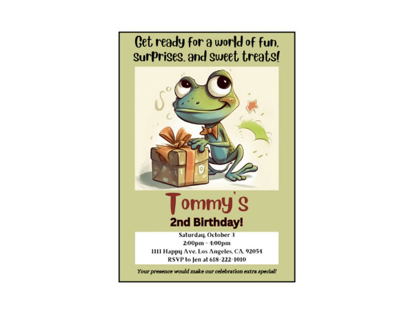 PLANTILLA CANVA PERSONALIZAR. Invitación de cumpleaños para niños rana ...