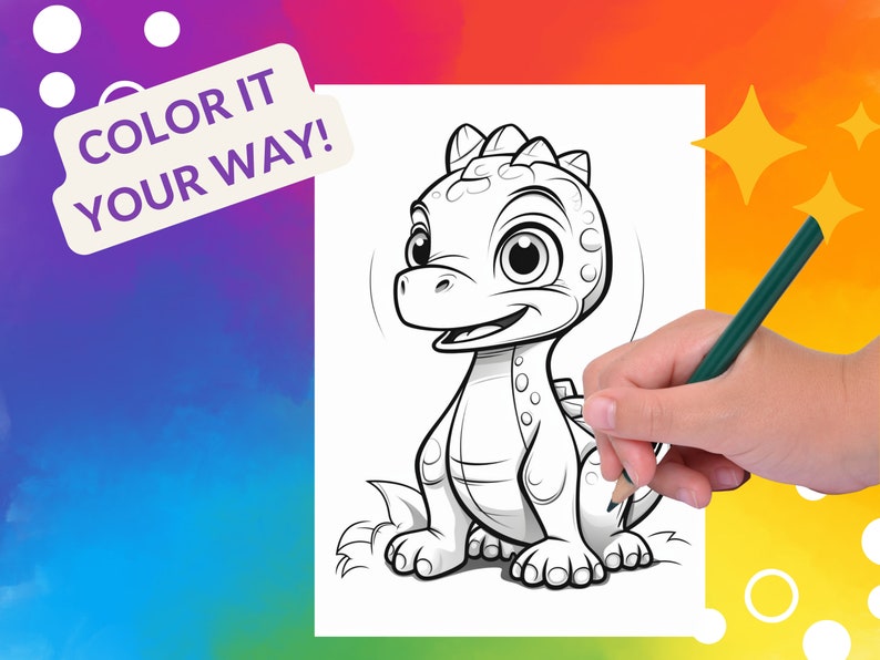 5 Cool Dino Coloring Pages: Fun Printable Pdfs for Kids - Instant ...