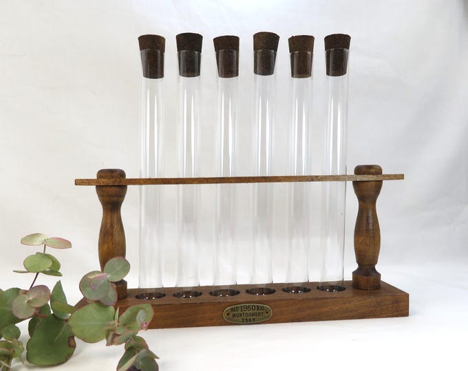 Antique Wooden Display of 6 Glass Test Tubes or Test Tubes - Etsy