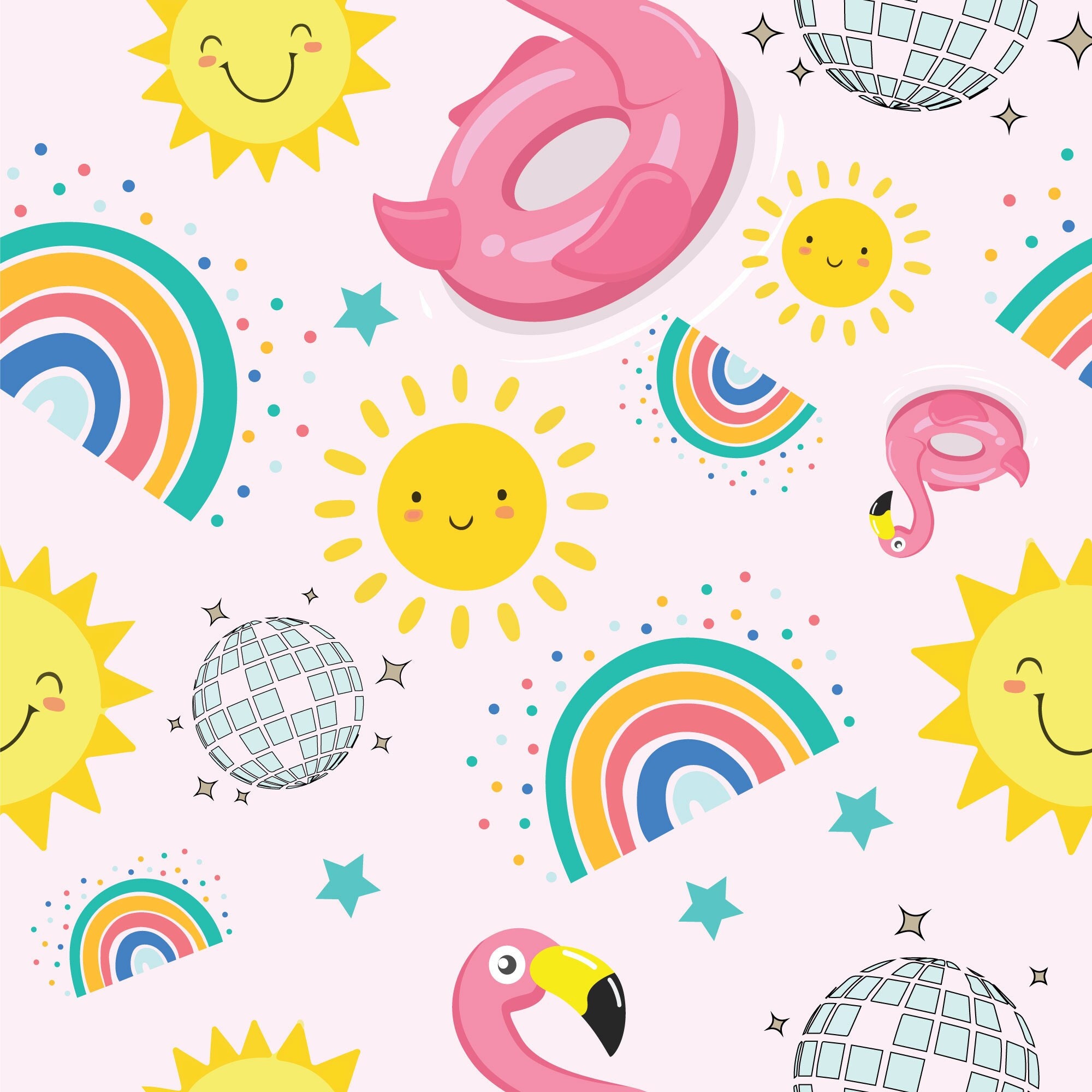 Summer Float Pool Party Seamless Pattern, Repeat Pattern for ...