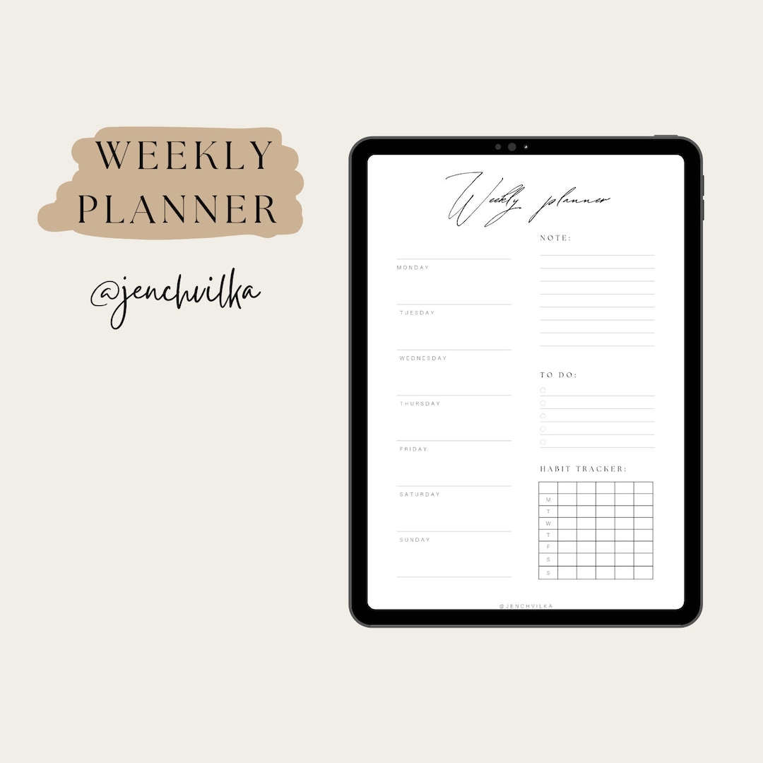 Weekly Planner, Pdf Download, Weekly Planner Printable - Etsy