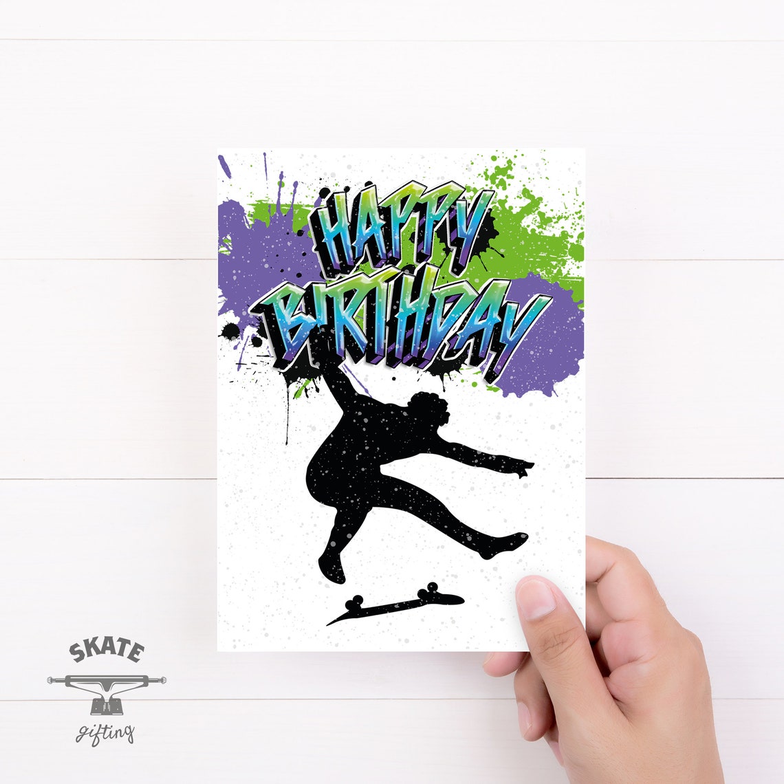 Skateboard Birthday Card Graffiti Style Card Card for Skateboarder ...