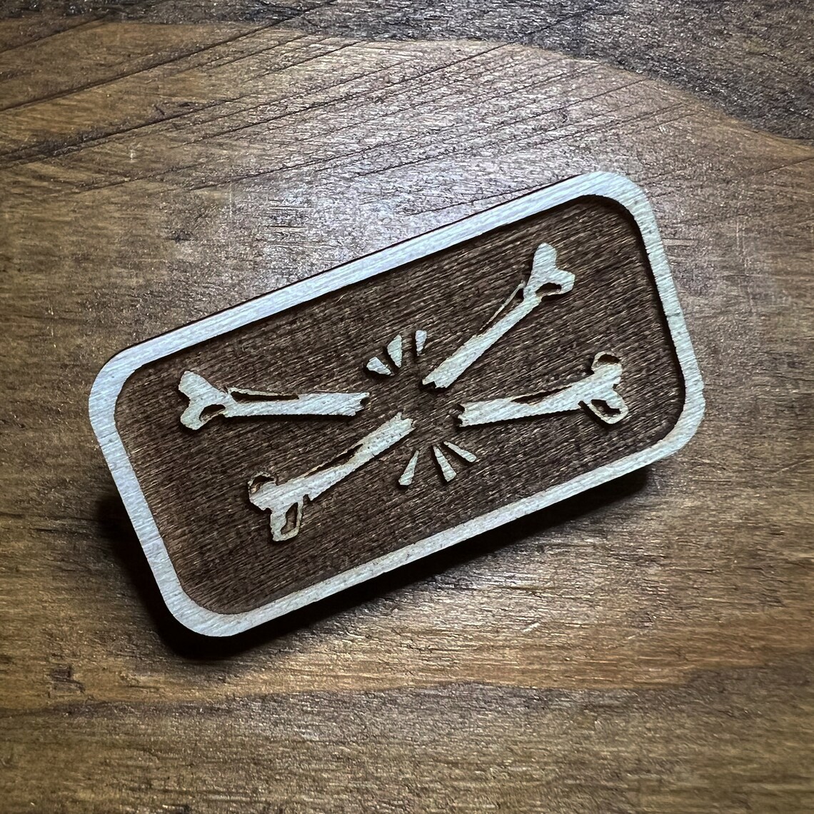 Five Skateboard Themed Wooden Pin Badges Engraved Pins Skate Gifts ...