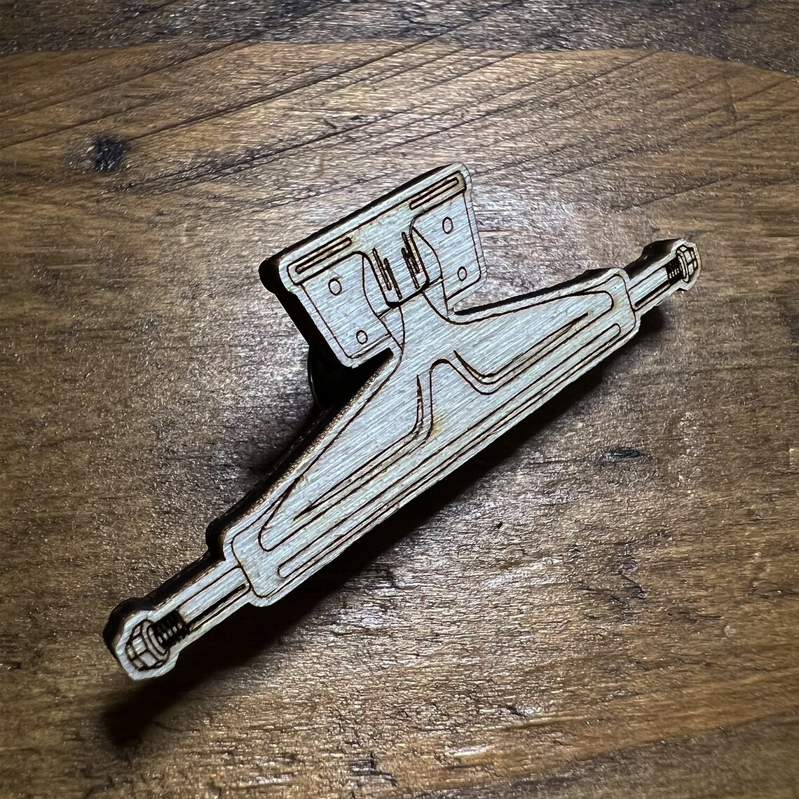 Five Skateboard Themed Wooden Pin Badges Engraved Pins Skate Gifts ...