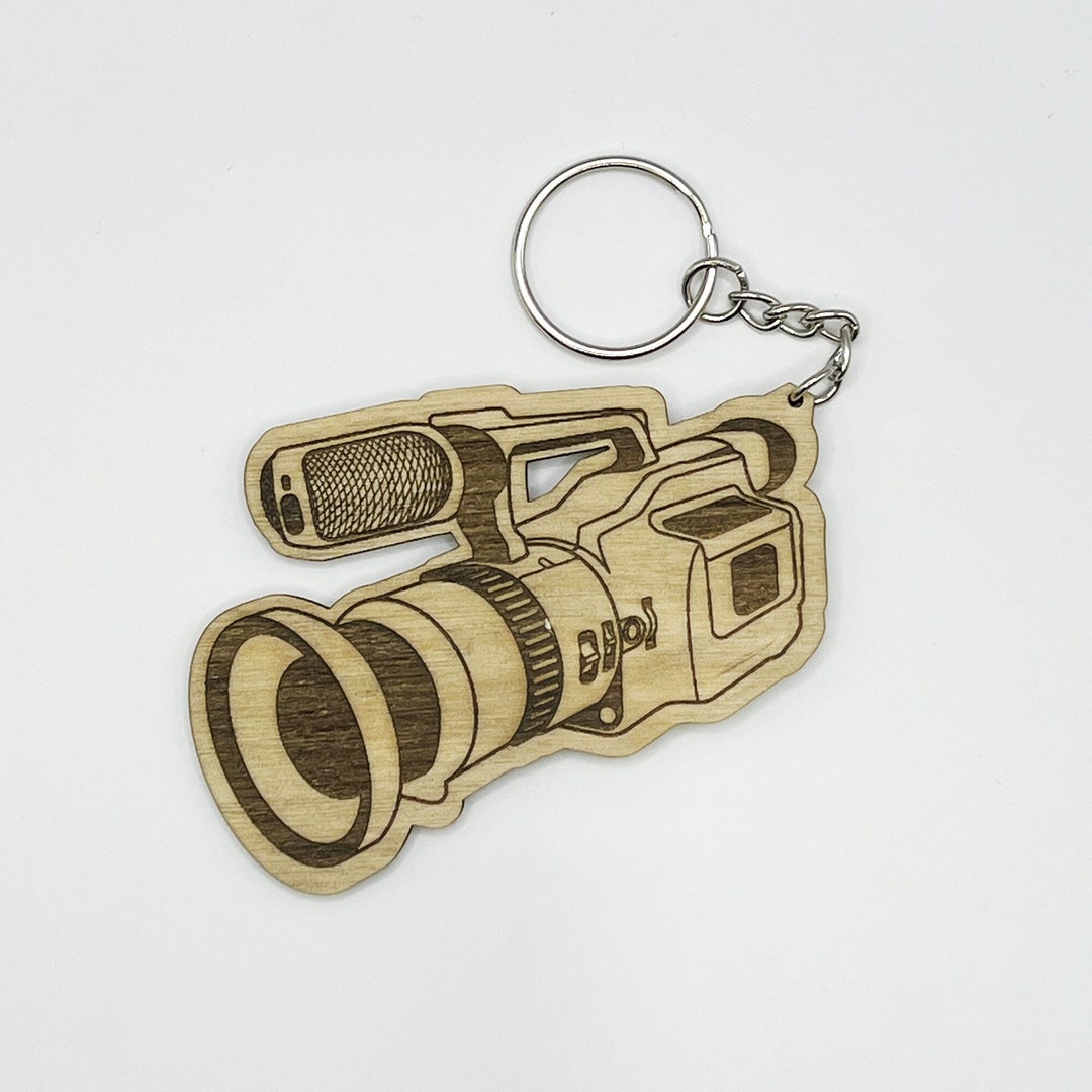 Laser Engraved Camera Keyring Skateboard Camera Keychain Video Camera ...