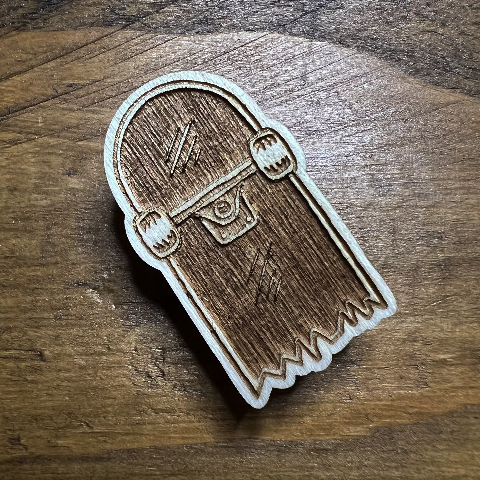 Five Skateboard Themed Wooden Pin Badges Engraved Pins Skate Gifts ...