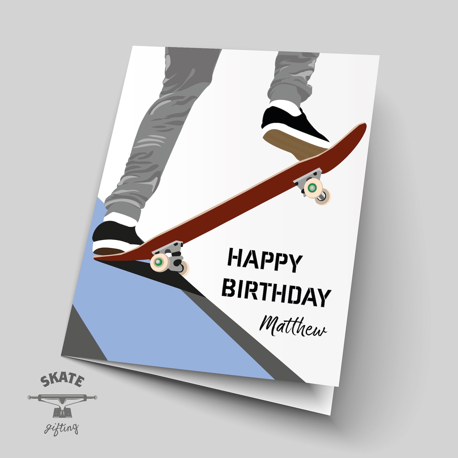 Skateboard Birthday Card: Colorful Skate Grind Design - Etsy