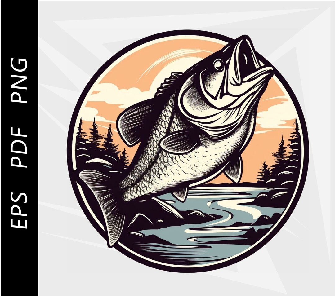 Fishing, Colorful Bass Fish Design, Bass Fishing Design, Fishing Shirt ...