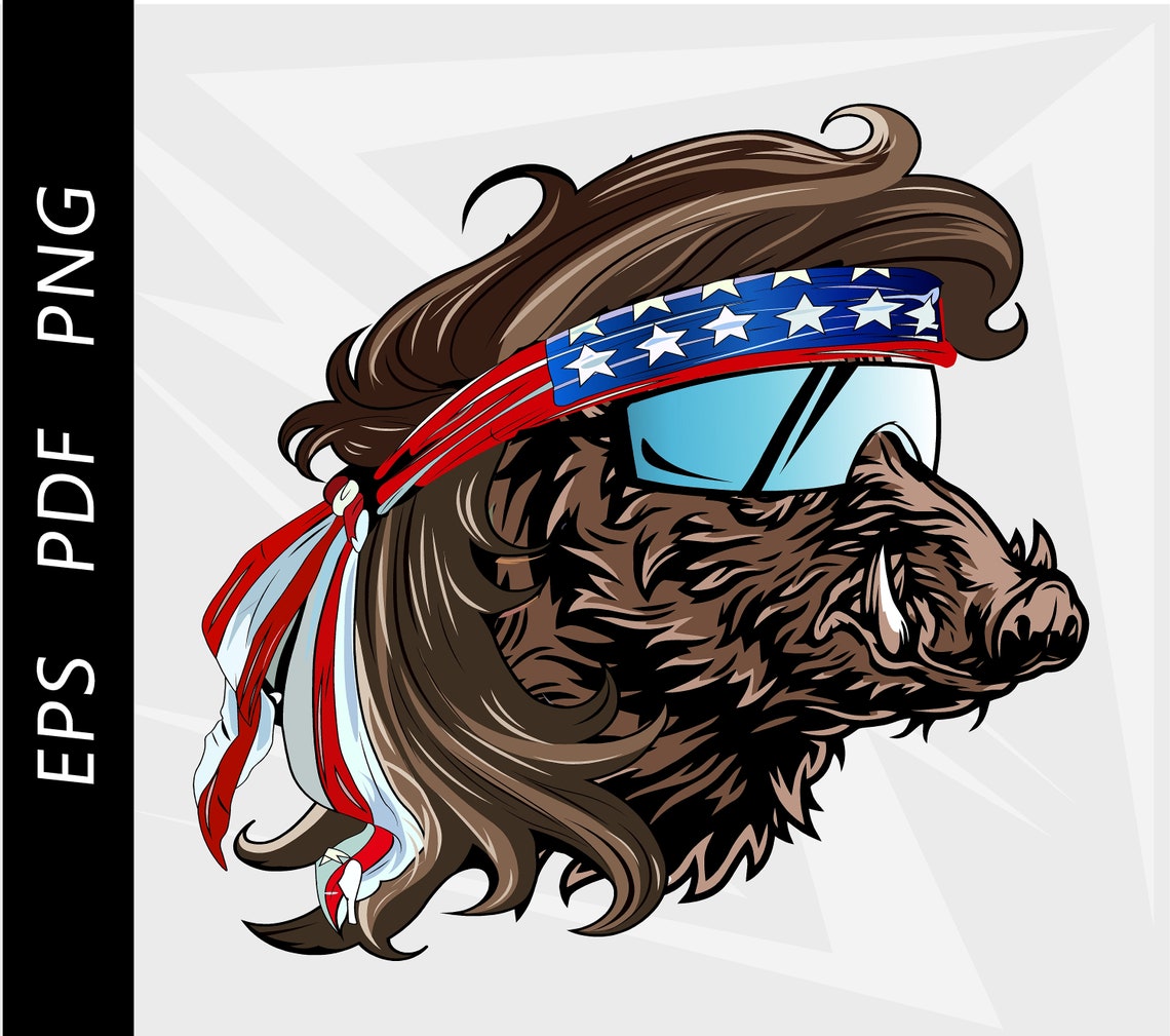 Wild Boar Mullet Design, Hog Png, Boar Sublimation , Hog Hunting Design ...